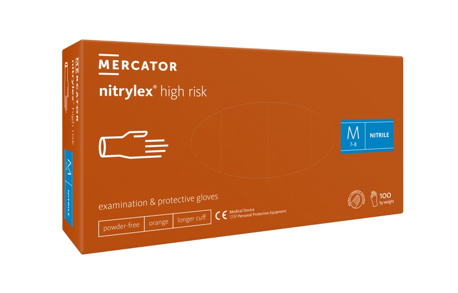 nitrylex high risk N100 - nitrila cimdi, oranžā krāsā no 13.35 € E-medica